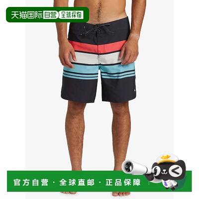 自营Quiksilver Everyday Board Shorts男式32黑色条纹19英寸泳装