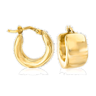 自营 Ross-Simons 意大利 18kt 黄金 Huggie Hoop 耳环 - 黄色 美