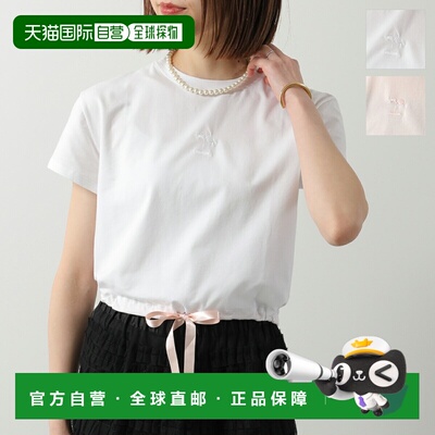 日本直邮Repetto 女士短袖T恤（S0704）饰有刺绣Logo 缎带 圆领和