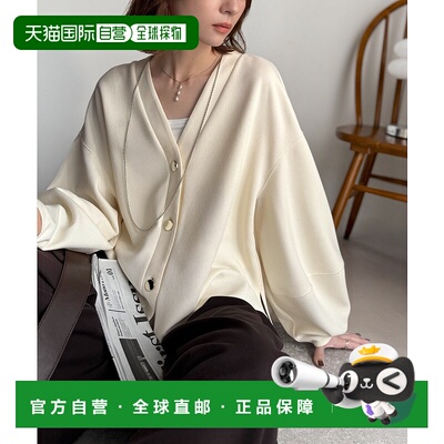 1h可退 日本直邮classicalelf 女装 宽松V领开衫 金属扣灯笼袖设