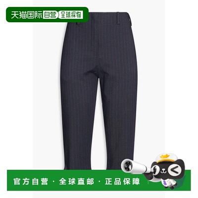 香港直邮GANNI 甘尼 女士 细条纹斜纹布七分裤 W06726207252PHANT