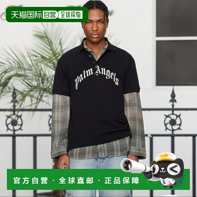 1h可退 香港直邮Palm Angels 棕榈天使 男士 黑色 Curved Logo Po