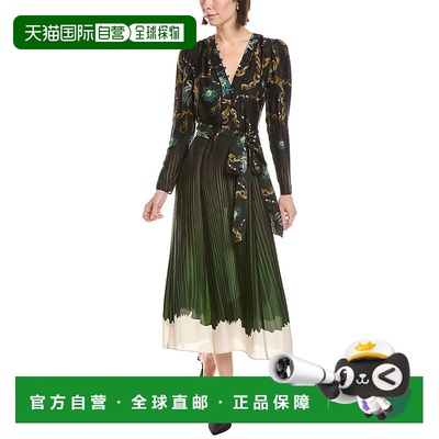 自营Marchesa Notte Printed Georgette Midi Dress - green 美国