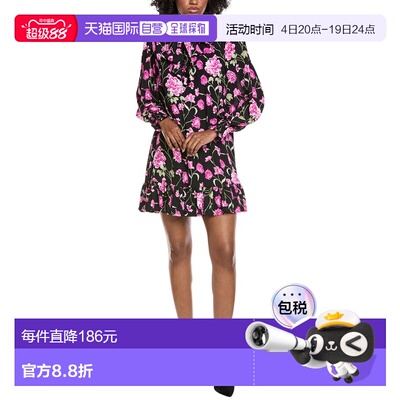 自营CeCe Keyhole Bow Tie Mini Dress - black 美国奥莱直发