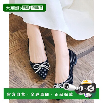 日本直邮KOBE LETTUCE 丝带视觉平底女鞋 [I2634] 平底鞋单鞋黑色