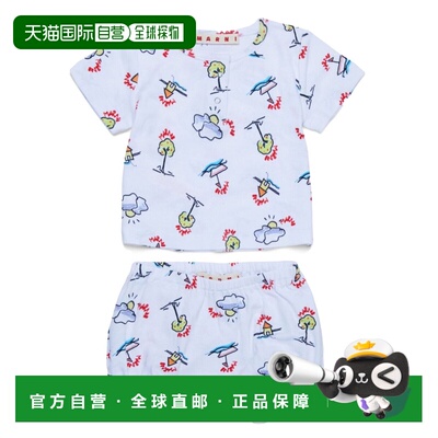 1h可退 香港直邮Marni 玛尼 婴儿 T-SHIRT AND KIT 短裤童装 M014
