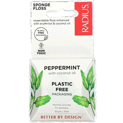 香港直邮RADIUS,海绵牙线，薄荷椰子油，55 码（50 米）正品