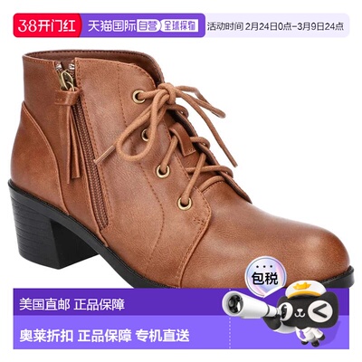 自营Easy Street Becker Bootie Women Brown Block Heel Lace Up