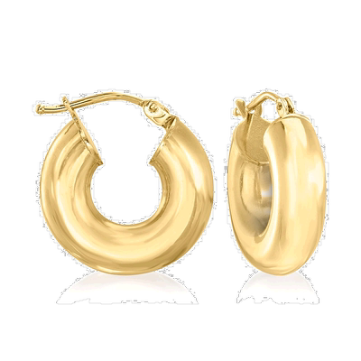 自营 Ross-Simons 意大利 14kt 黄金 Huggie Hoop 耳环 - 黄色 美