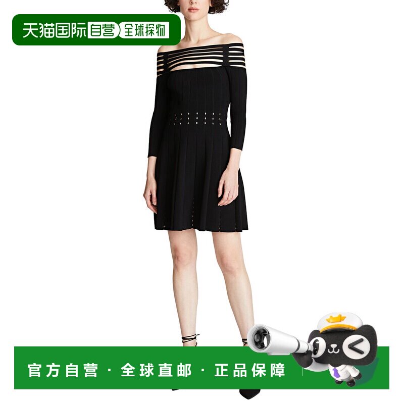 自营Halston 混色连衣裙 - 黑色 美国奥莱直发性感