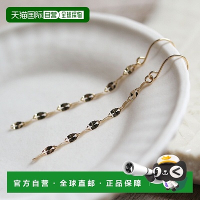 1h可退 日本直邮cui-cui K18 黄金钩针耳环 长4cm 闪耀金色 65038