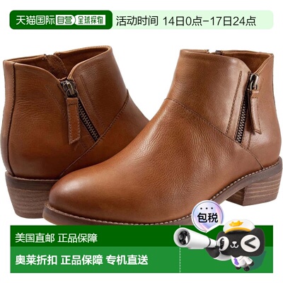 自营SoftWalk Roselle WW Luggage Leather Double Zip Ankle Boo