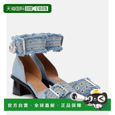 1h可退 香港直邮潮奢 GANNI 甘尼 女士 Feminine 搭扣牛仔布浅口