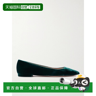 香港直邮Gianvito Rossi 吉安维托 罗西 女士 天鹅绒尖头平底鞋 G