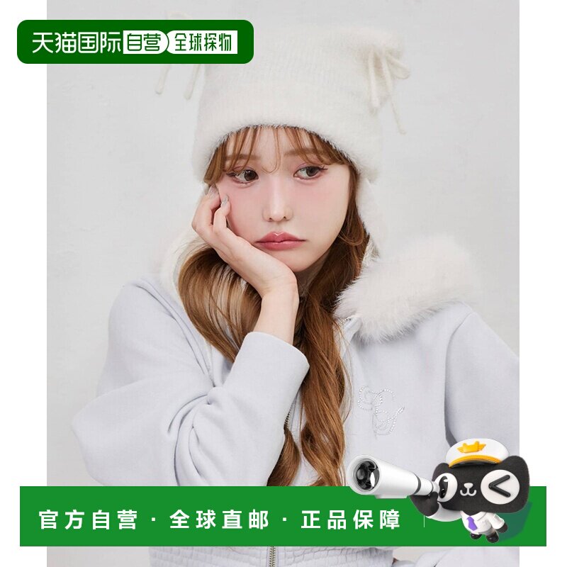 1h可退 日本直邮NICE CLAUP 女士 猫耳毛绒针织贝雷帽 0162180060