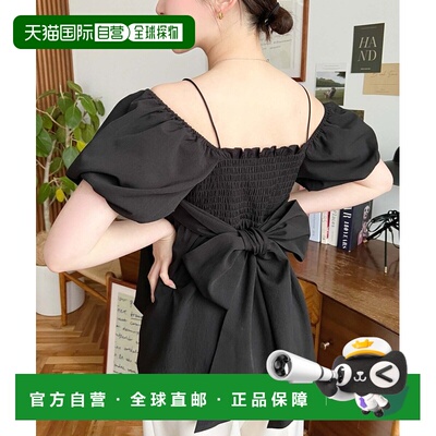 1h可退 日本直邮moment+ 女士大蝴蝶结泡泡袖 peplum上衣 mt02393