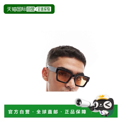 1h可退 香港直邮潮奢 ASOS 男士 bevel frame 设计琥珀镜片方框太