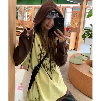 日本直邮CHEER 女装 oversized连帽长T恤 英文印【付后1h可退】