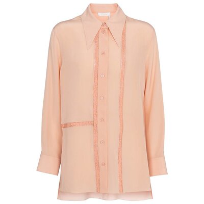 Chloe 蔻依 女士 蕾丝边真丝衫 000767 pink粉色 舒适时尚