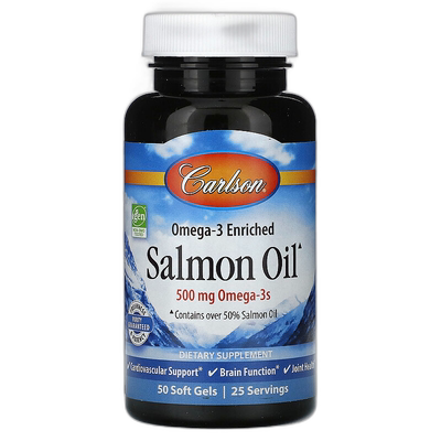 香港直邮Carlson,富 Omega-3 鲑鱼油，250 毫克，50 粒软凝胶胶囊