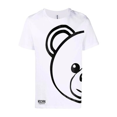 MOSCHINO 男士T恤 A19098106001 白色 徽标短袖T恤