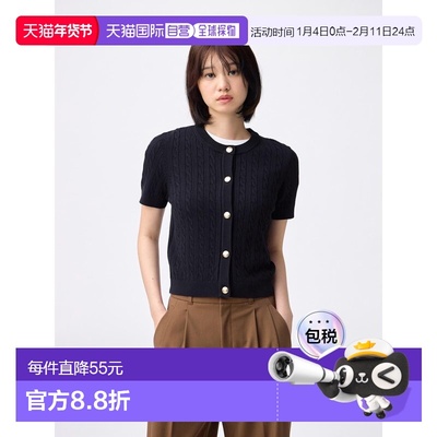 日潮跑腿GU极优 金属纽扣开衫短袖 69 NAVY WOMEN XS 358001针织