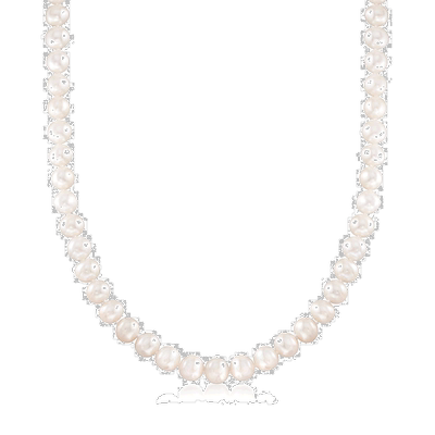 自营Ross-Simons 8-9mm Cultured Pearl Necklace With 14kt Yell