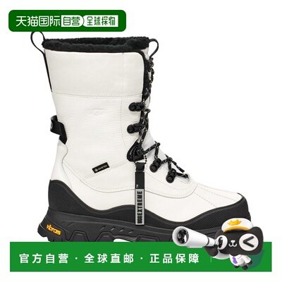 自营欧洲直邮UGG24新款 女士白色皮革鞋面可折叠鞋帮反光鞋带防水