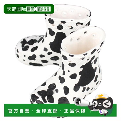 日本直邮儿童 Crocs 雨靴经典 I Am Dalmatian 靴子幼儿白色/黑色