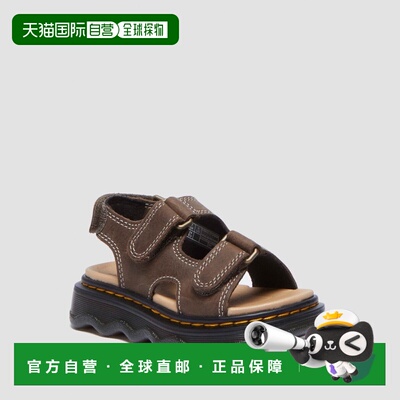 欧洲直邮DrMartens马丁大夫 Virden儿童红褐色Wyoming皮革凉鞋