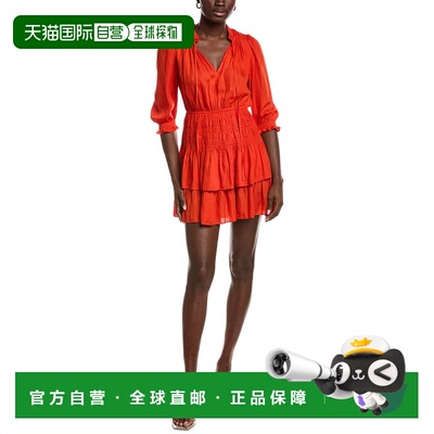 自营Maje Smocked Waist Mini Dress - red 美国奥莱直发连衣裙