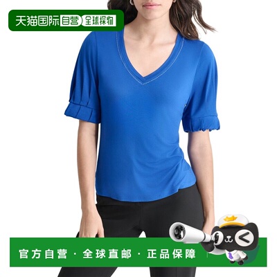 自营DKNY针织上衣-蓝色 美国奥莱直发女装