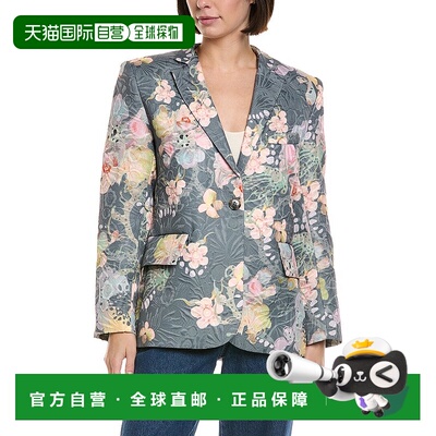 自营Cynthia Rowley Printed Brocade Oversized Blazer - grey