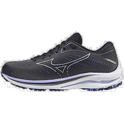 【日本直邮】Mizuno美津浓 跑鞋Waverider 25轻量女黑x灰x蓝24.0c