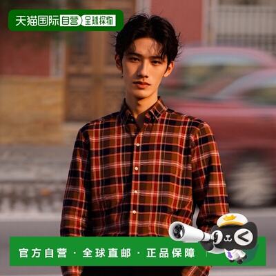 自营J.McLaughlin格子Collis现代合身羊毛衫-红色 美国奥莱直发