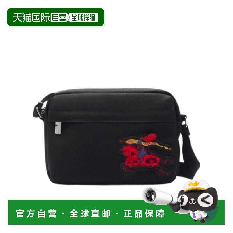香港直邮BURBERRY 男士斜挎包 81196891 AW2025 黑色 马术骑士徽