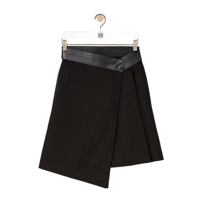 香港直发LOEWE罗意威女士黑色短款不规则半身裙潮流S359Y08X10