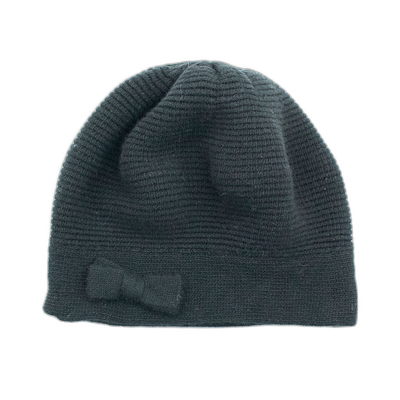 自营 portolano蝴蝶结羊绒宽松帽子 - 黑色  美国奥莱直发毛线帽