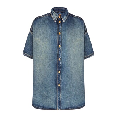BALMAIN 男士衬衫 GH1HB050DG106AW SS2026 男装 短袖灰色衬衫