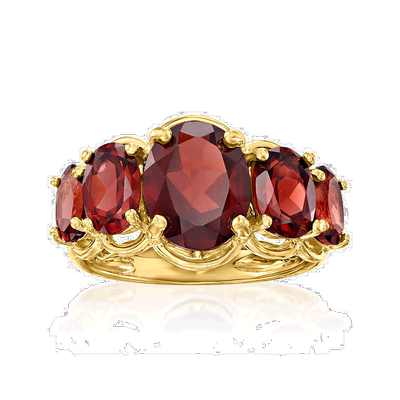 自营Ross-Simons 18kt 金粉红色托帕石 5 石戒指 红色 美国奥莱直