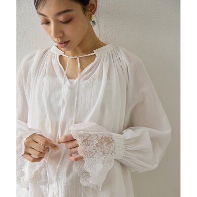 日本直邮Whim Gazette 女装 棉质蕾丝衬衫 WGZ1061304A0004