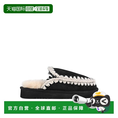 香港直邮MOU 女士拖鞋 FW101125ABKWHI CO 黑色 露跟穆勒鞋