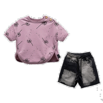 自营moi noi紫色蒲公英牛仔套装 - 紫色 【美国奥莱】直发