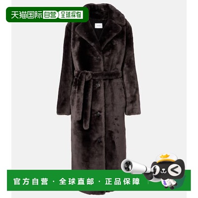 1h可退 香港直邮YVES SALOMON 女士 毛羊皮大衣 grey灰色 舒适时