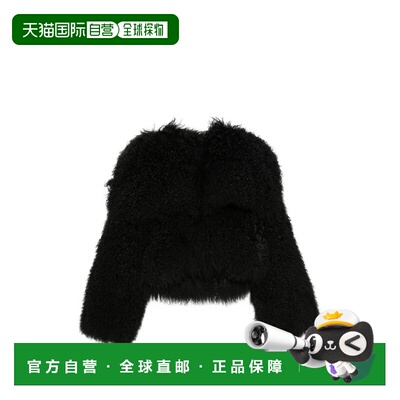 The Attico 女士 CURLY 短款毛羊皮短夹克(黑色) 261WCB00081LBT0