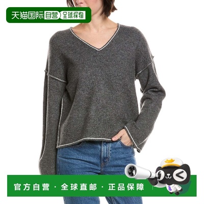 自营Vince Camuto V-Neck Contrast Crochet Sweater - gray 美国
