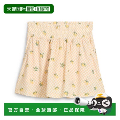 自营PUMA Sandy高尔夫短裙女阳光黄色弹力烟熏腰DSGL555-黄色 美