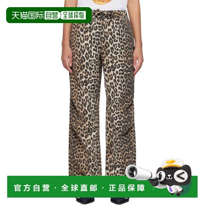 香港直邮潮奢 GANNI 甘尼 女士 棕色 Leopard Washed Cotton Canv