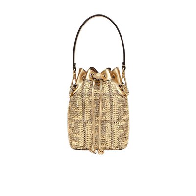 Fendi Mon Tresor迷你徽标抽绳手提包 8BS010AJBG