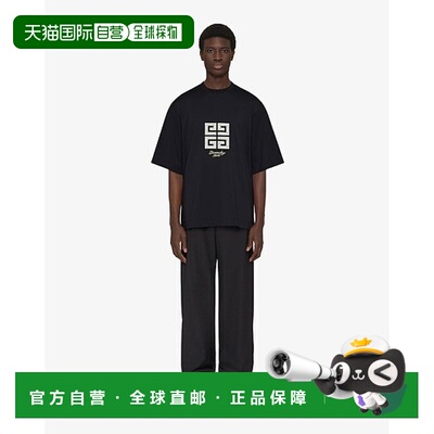 香港直邮GIVENCHY 男士T恤 BM712H3YMV001 AW2024 黑色 圆领短袖T